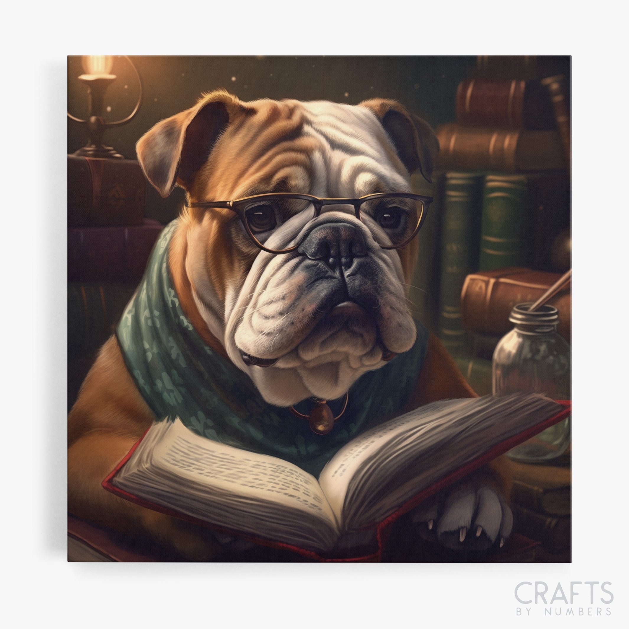 English Bulldog Reading Paint-by-Numbers Kit | Order Now! – Crafty By ...