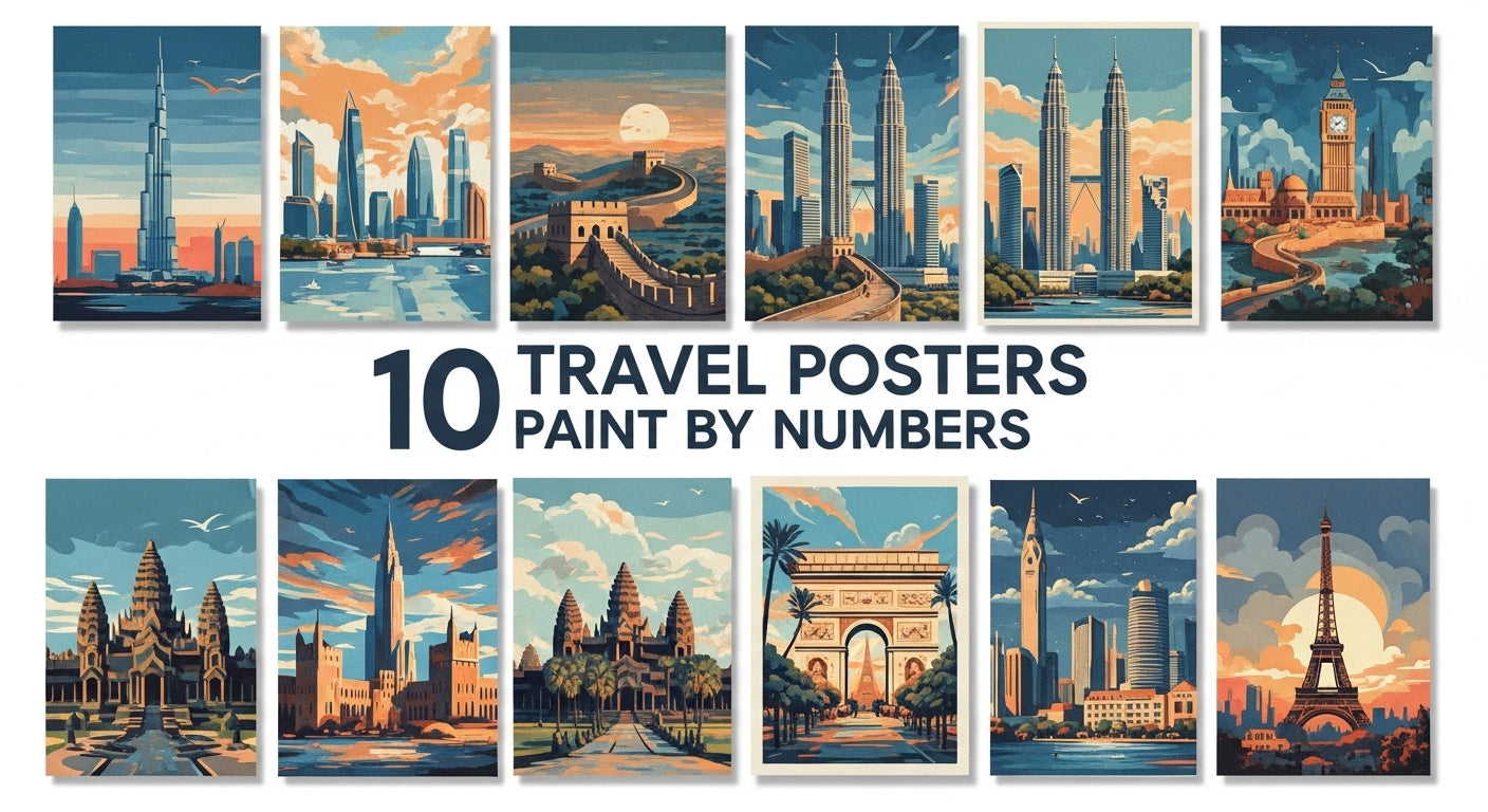 10 Travel Posters Paint by numbers – Crafty By Numbers