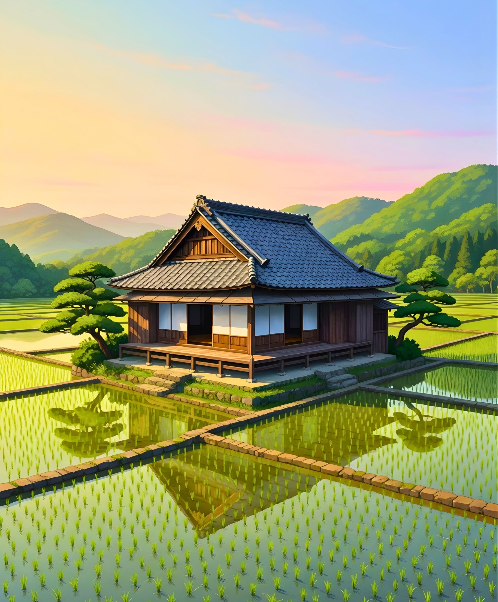 Roots in the Valley – Tranquil Japanese Countryside Paint by Numbers ...