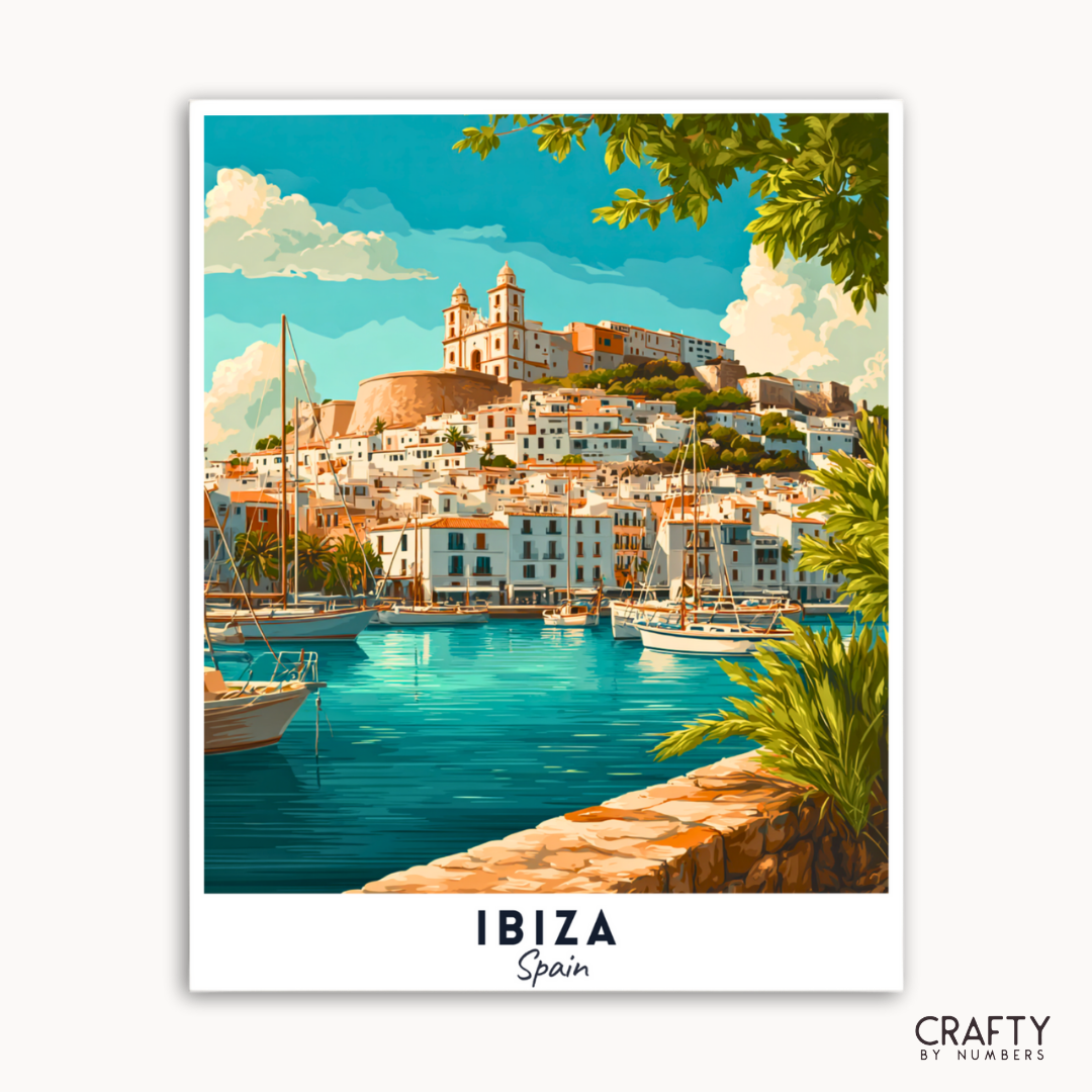 Ibiza Paint by Numbers | Mediterranean Coastal Cityscape Kit – Crafty ...