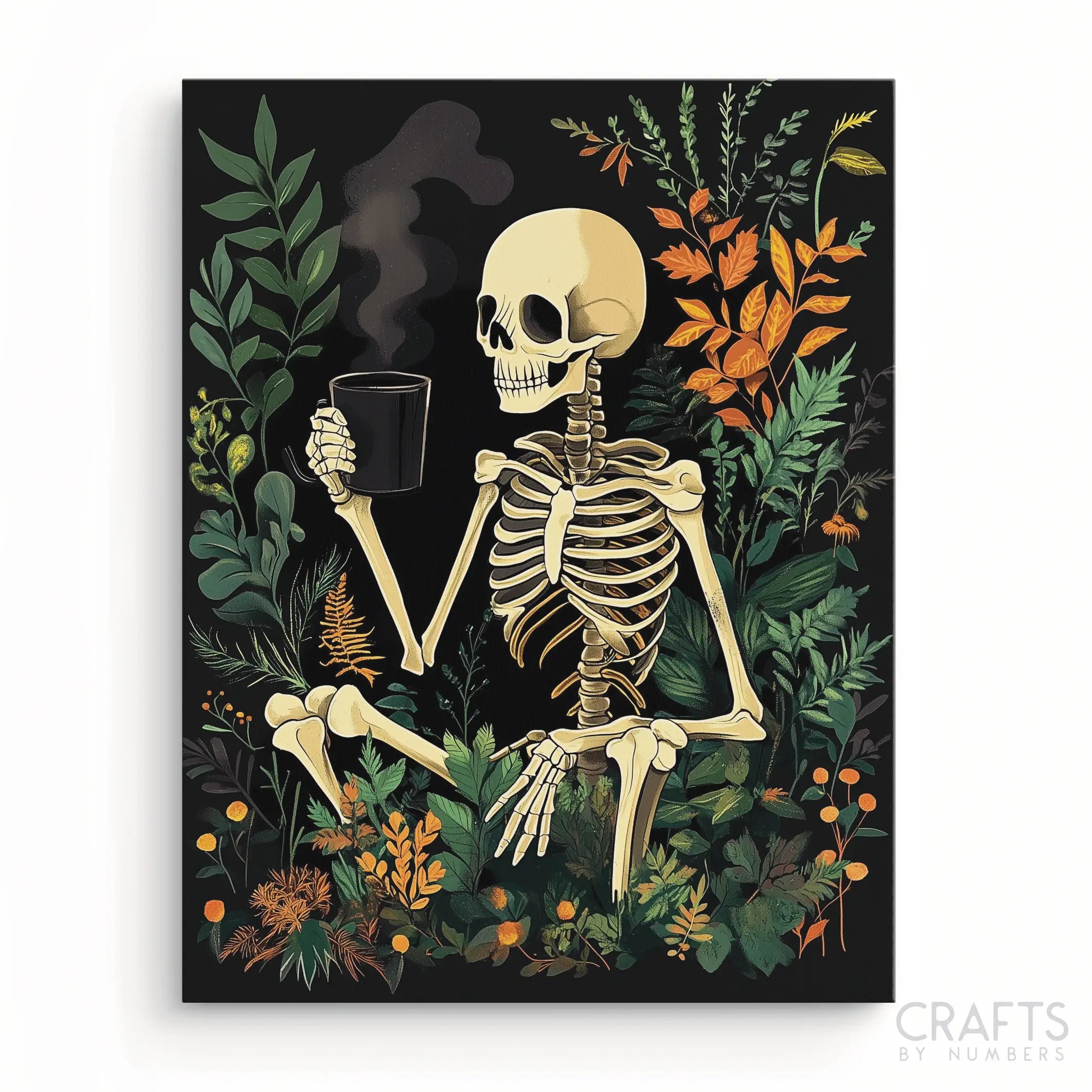 Sipping Skeleton Paint by Numbers | Cozy Autumn Skeleton Art Kit ...