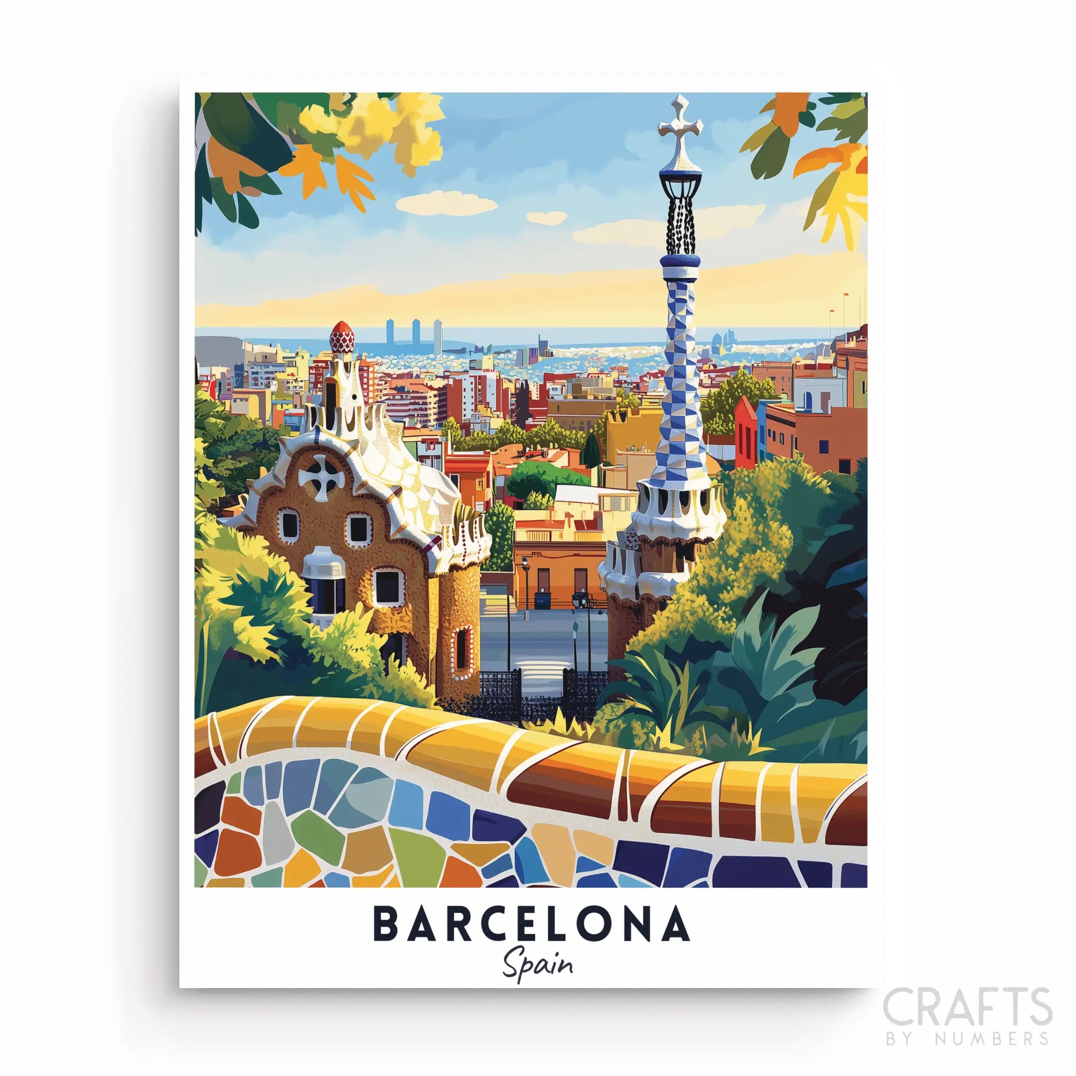 Barcelona - Travel Poster Paint by Numbers | Crafty by Numbers – Crafty ...