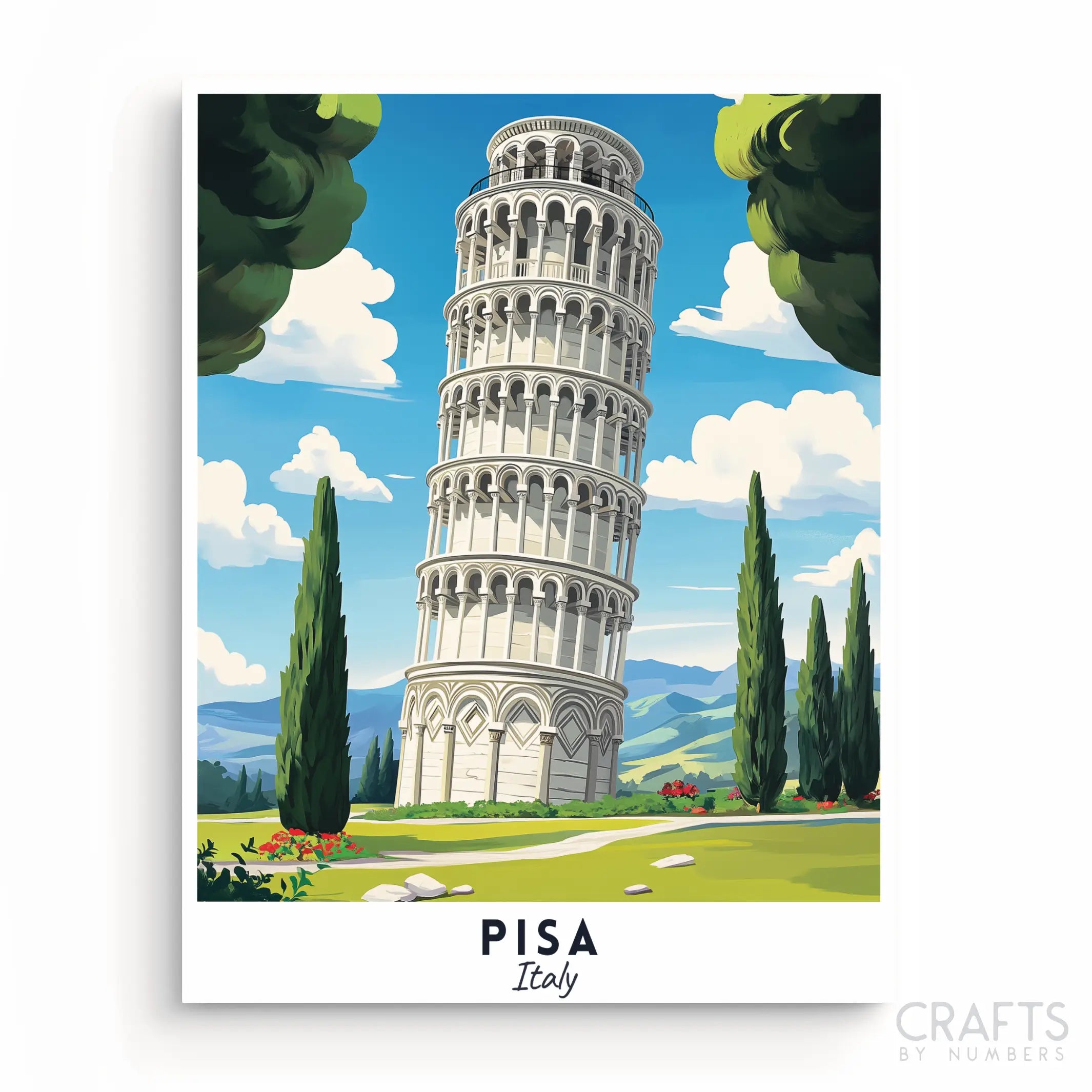 Pisa - Travel Poster Paint by Numbers | Crafty by Numbers – Crafty By ...